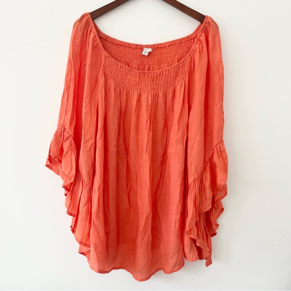 Cato | Tops | Nwt Cato Orange Off The Shoulder Boho Blouse Cottage Core ...